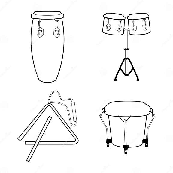 Set of musical instruments stock illustration. Illustration of outline ...