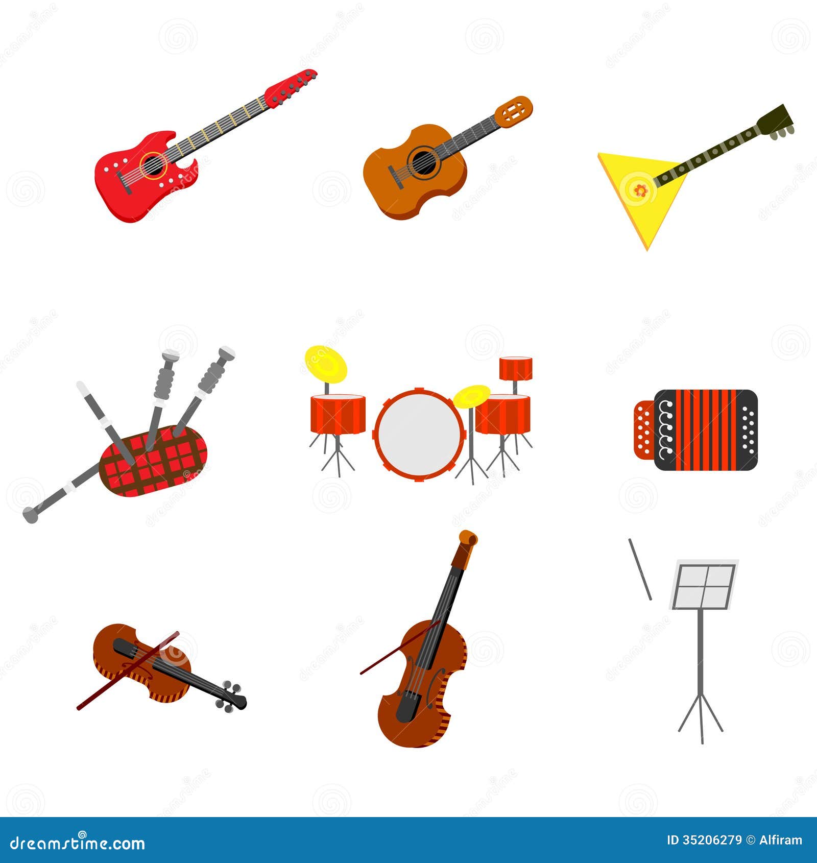 Set of musical instruments stock vector. Illustration of electric ...