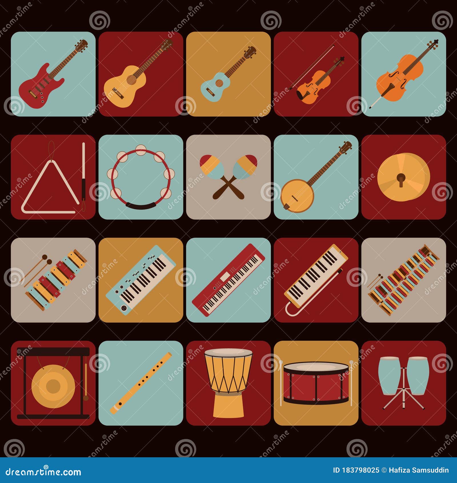 Set of Musical Instruments. Vector Illustration Decorative Background ...