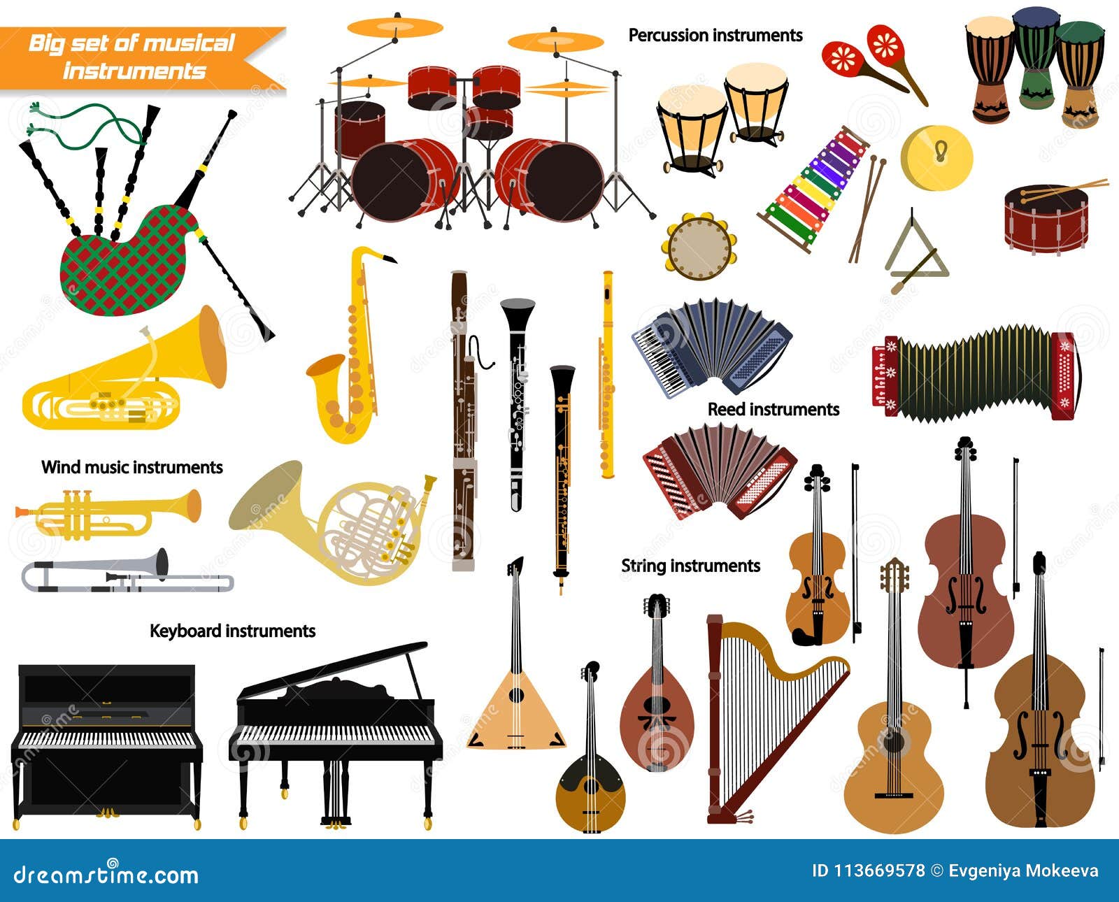 Set of Musical Instruments. Stock Vector - Illustration of concert ...