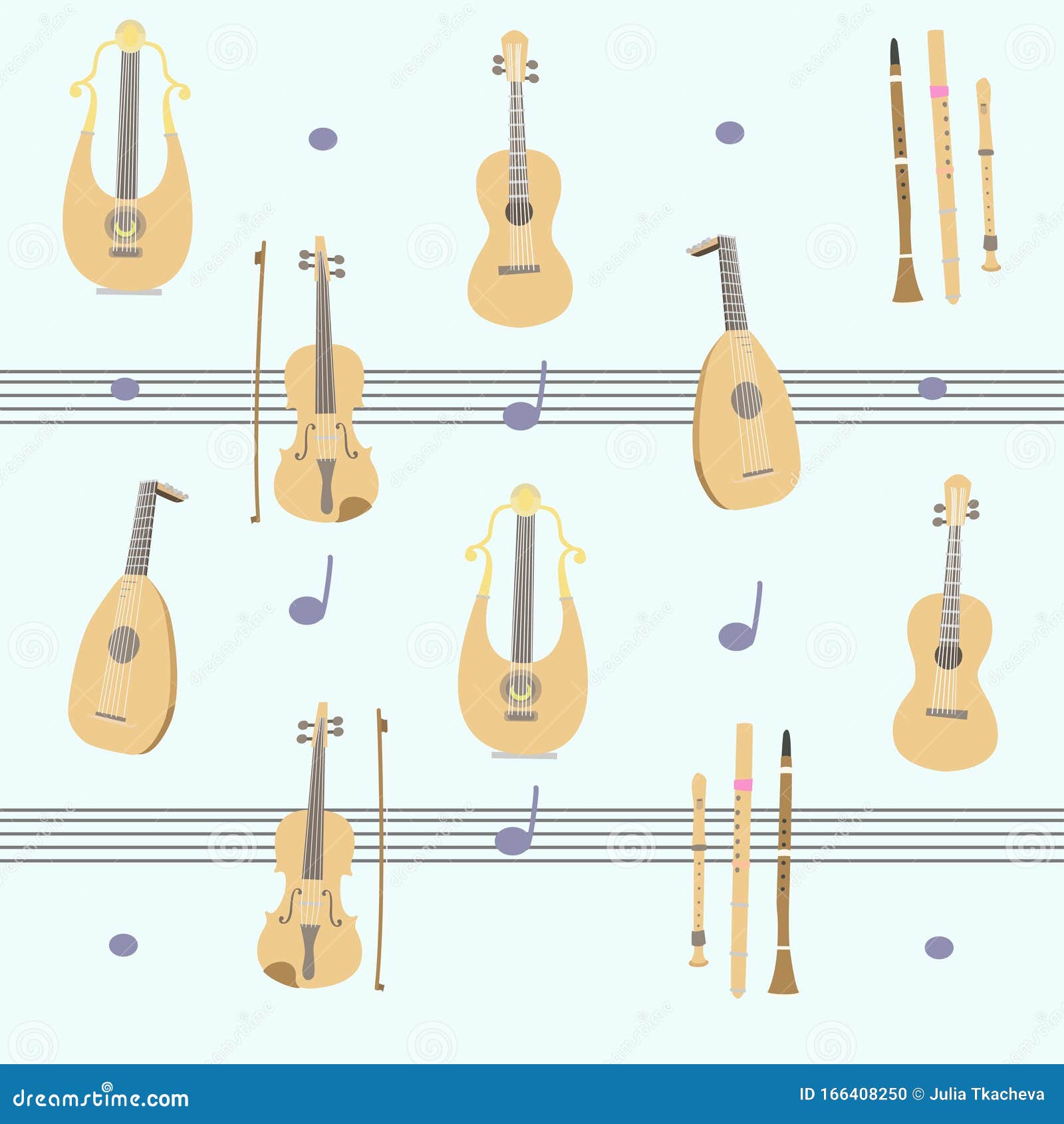 Set of a Musical Instruments. Vector Isolated Objects, Pattern Stock ...