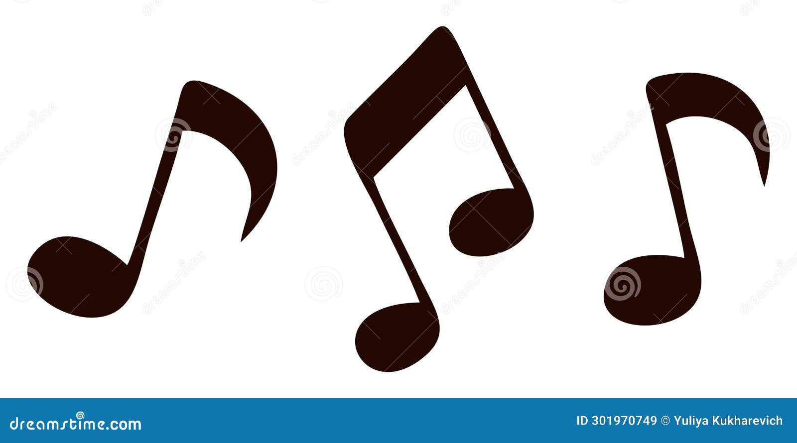 Set of Musical Note Icons. Music Notes. Thin and Bold Music Note ...