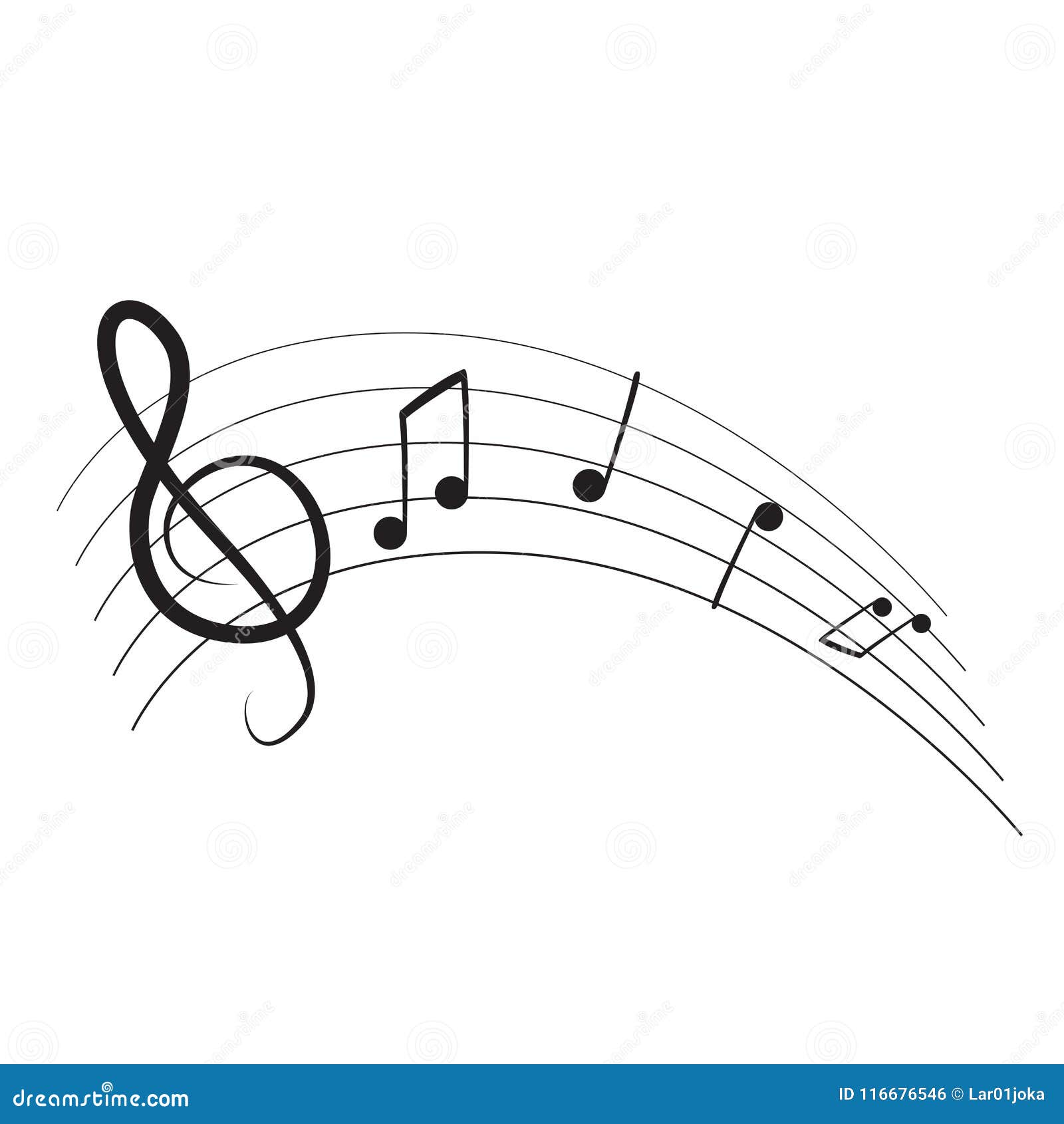 Set of Musical Notes on a Pentagram Stock Vector - Illustration of ...