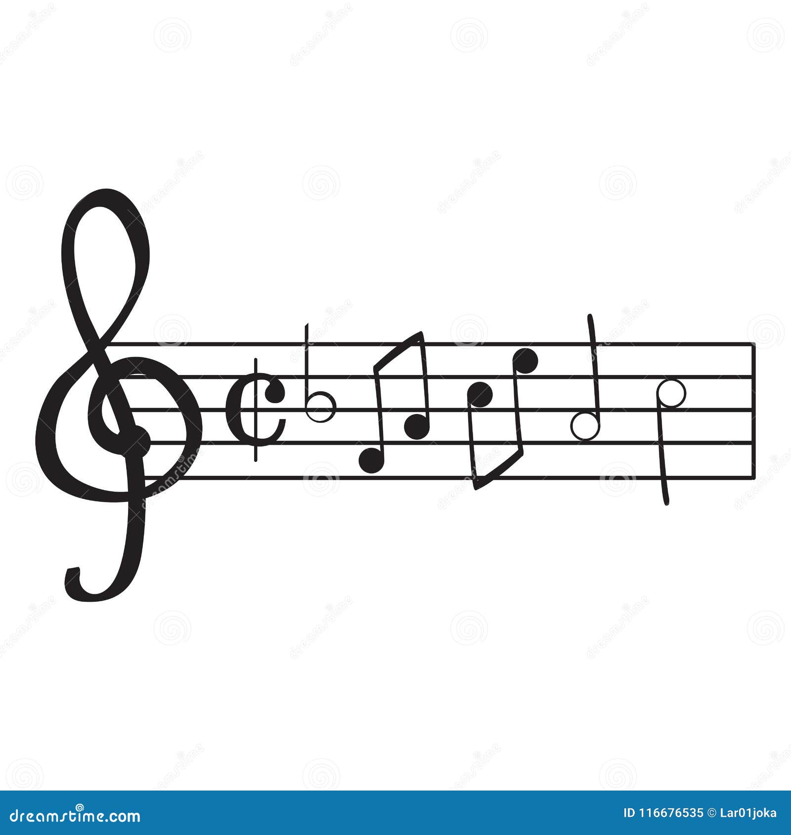 Set of Musical Notes on a Pentagram Stock Vector - Illustration of ...