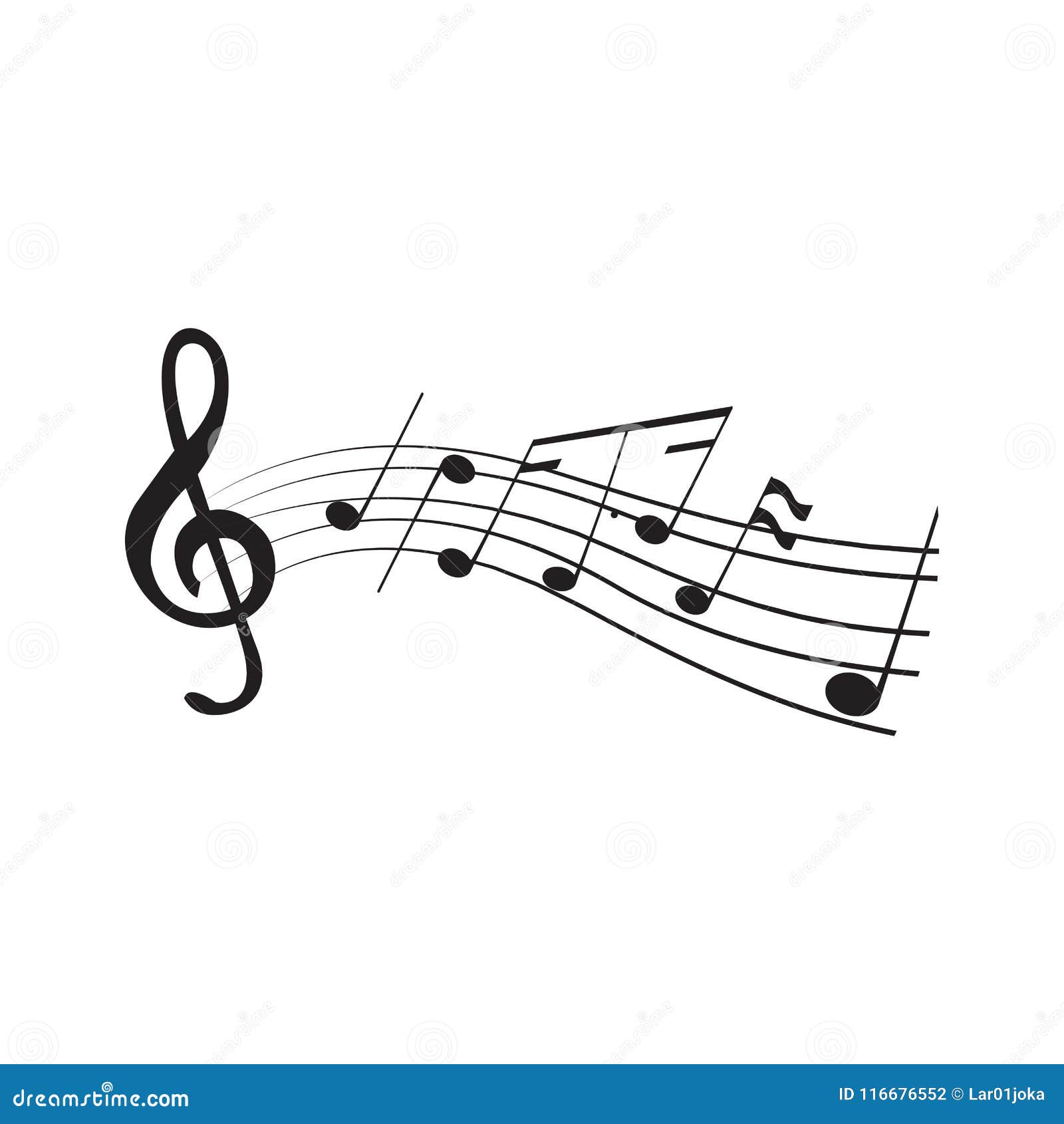 Set of Musical Notes on a Pentagram Stock Vector - Illustration of ...