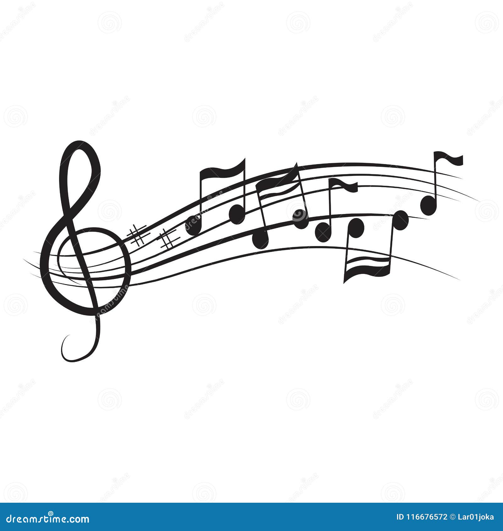 Set of Musical Notes on a Pentagram Stock Vector - Illustration of ...