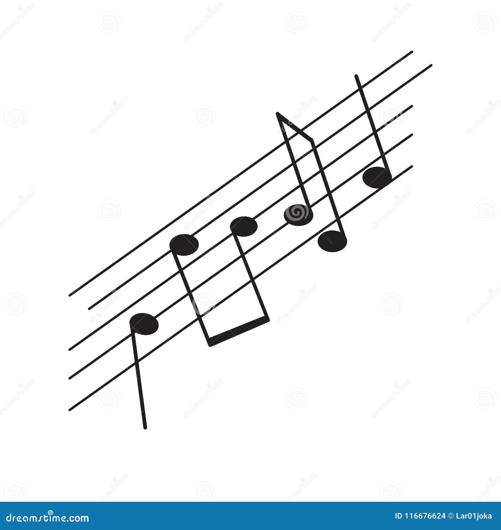 Set of Musical Notes on a Pentagram Stock Vector - Illustration of ...