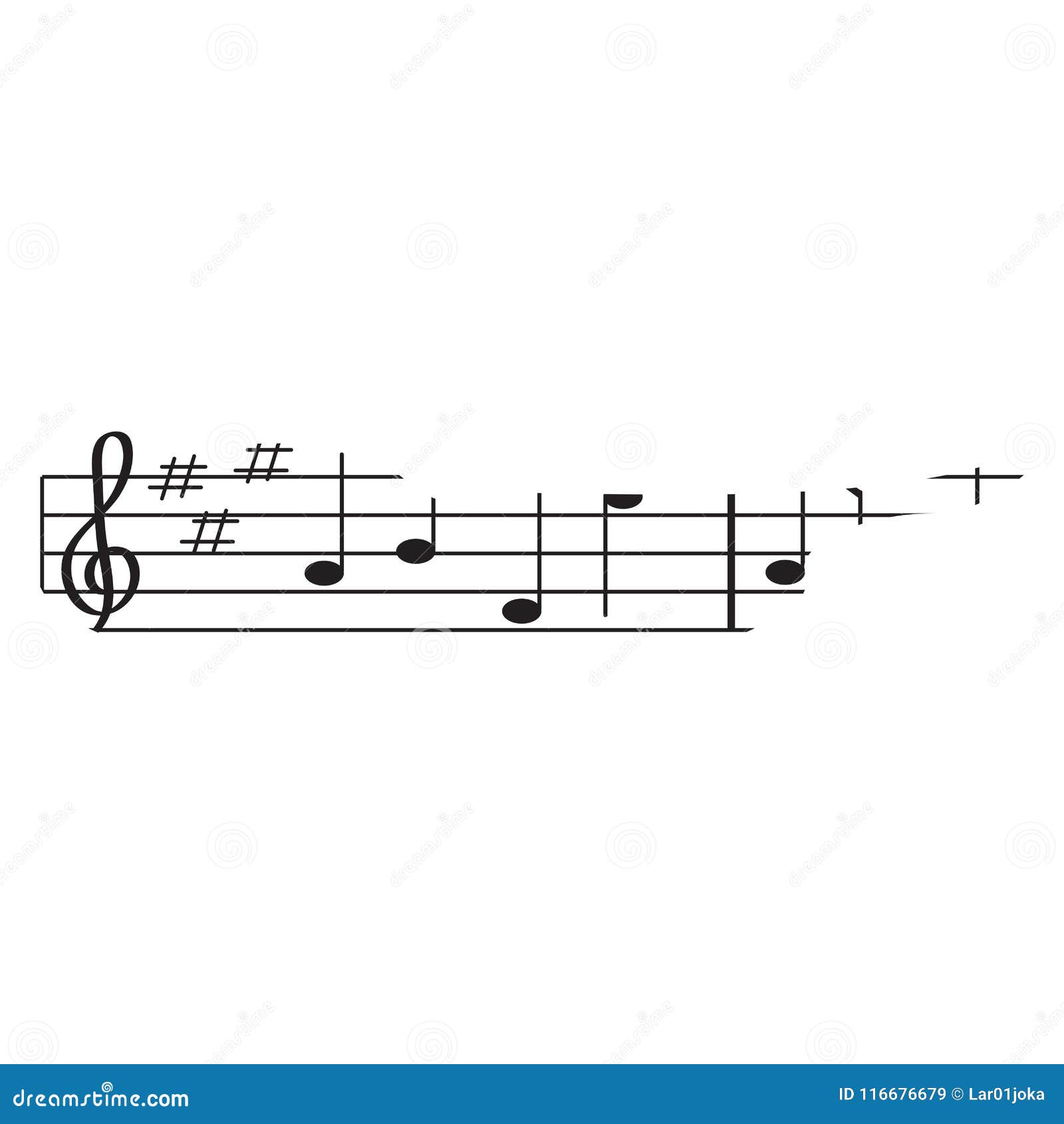 Set of Musical Notes on a Pentagram Stock Vector - Illustration of ...