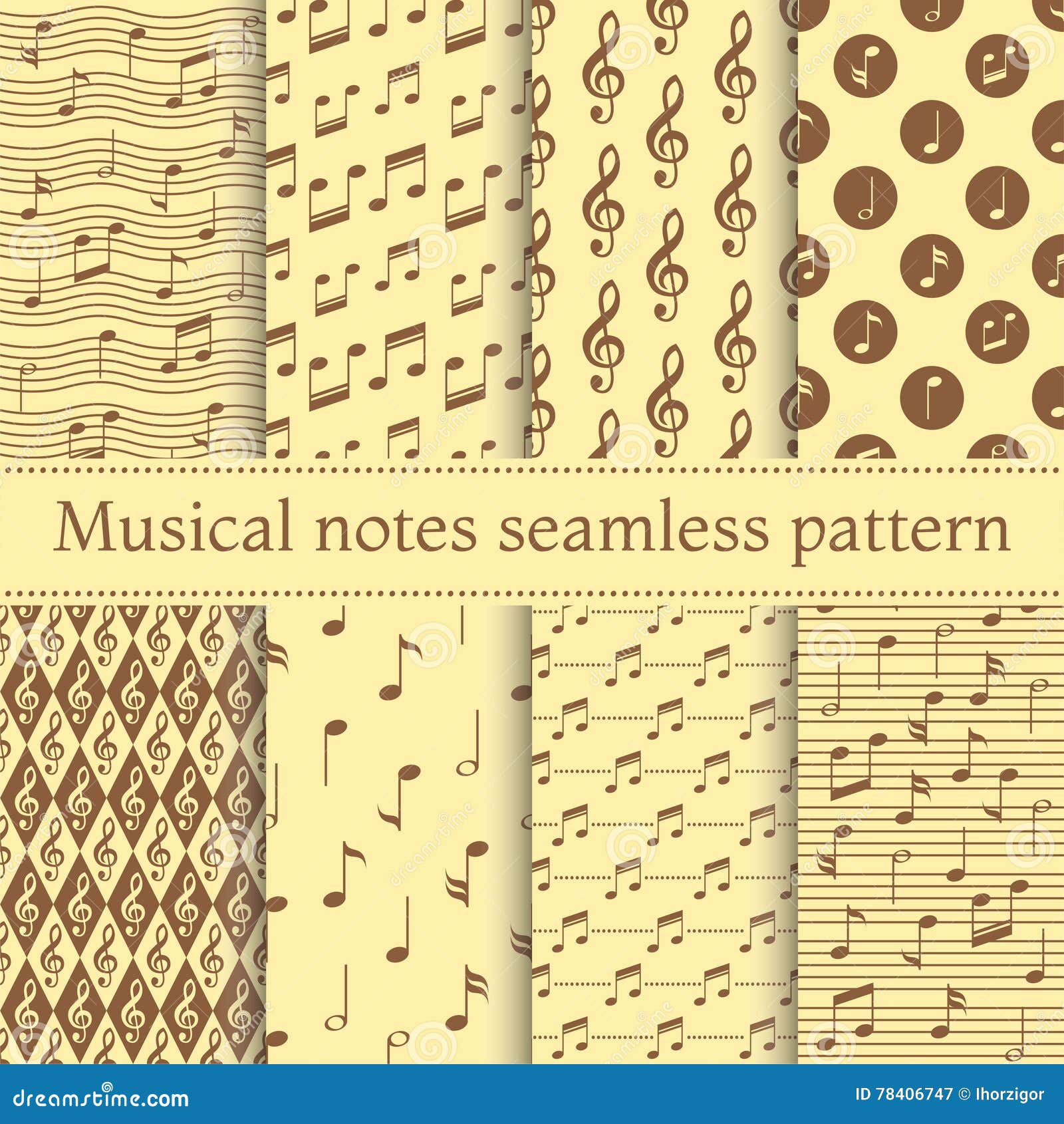 Set of Musical Notes Seamless Pattern Stock Vector - Illustration of ...