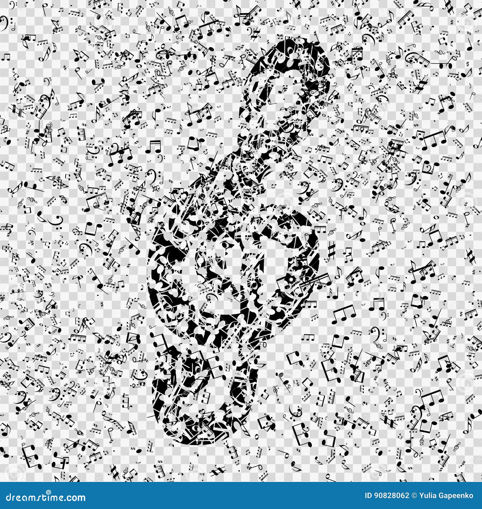 Set Of Musical Notes With Treble Clef On Transparent Background. Stock ...