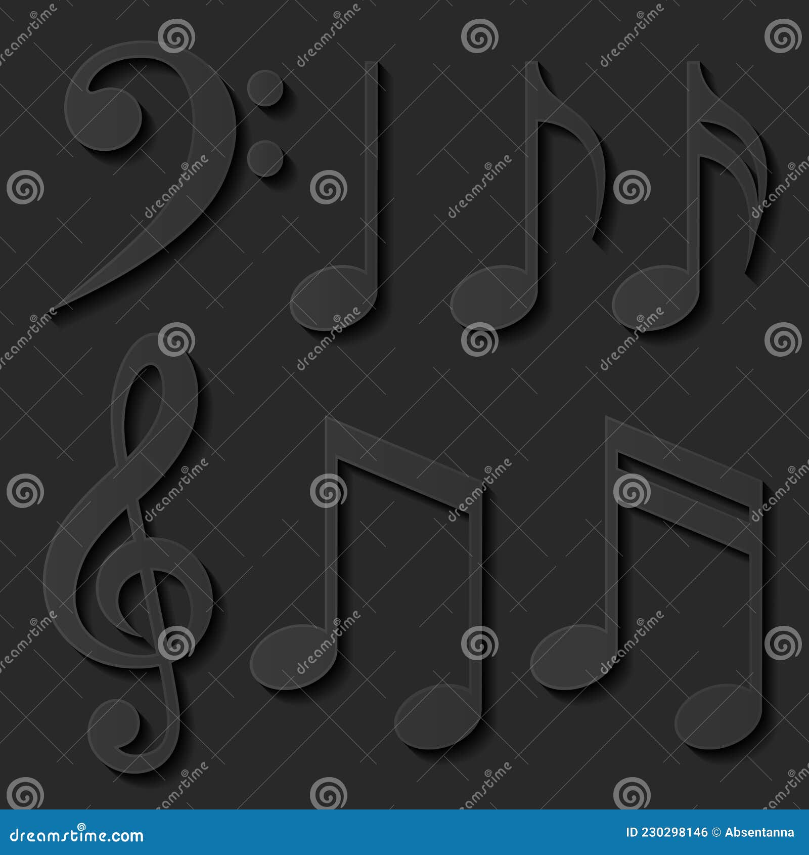 Set of musical notes stock vector. Illustration of melody - 230298146