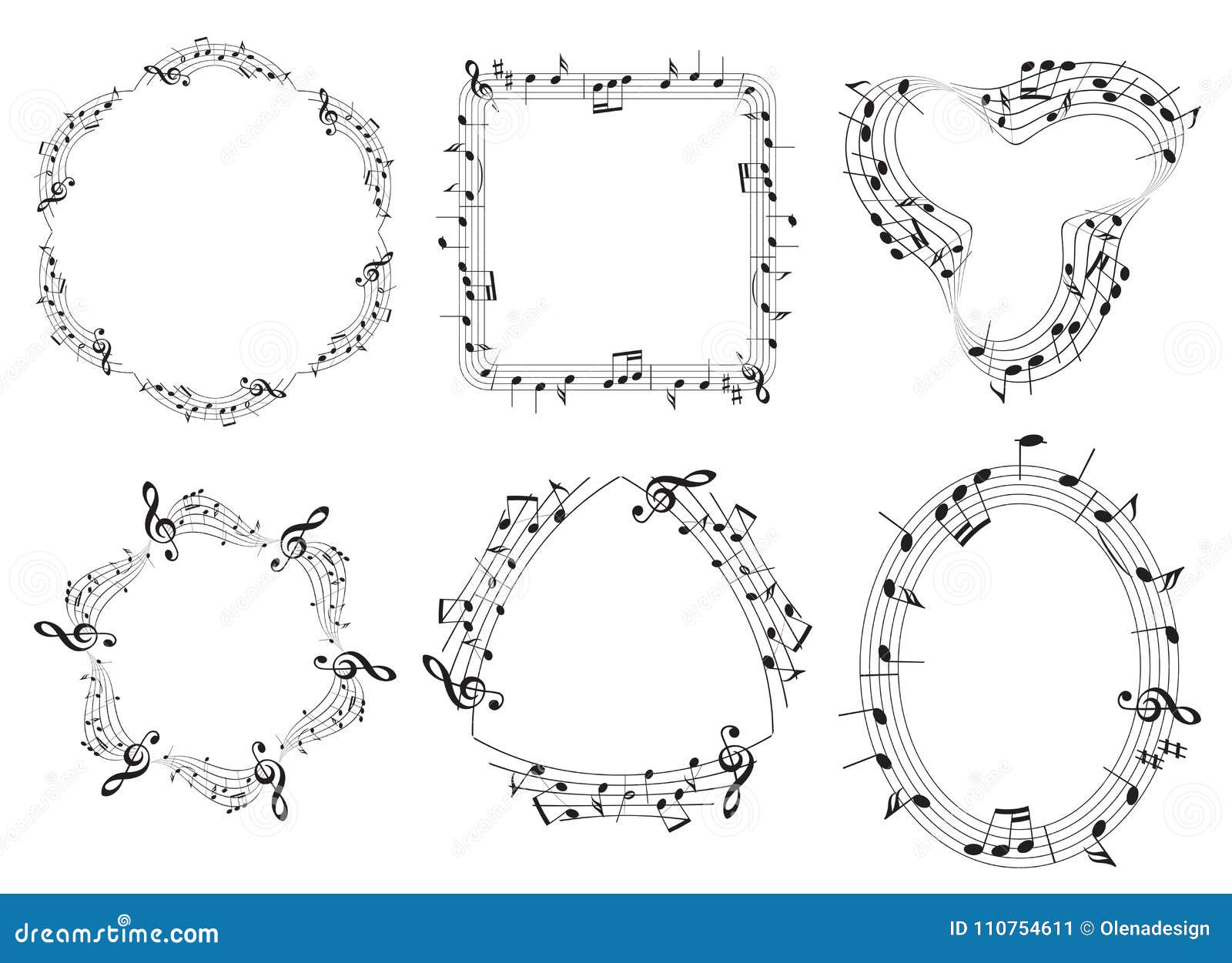 Set of Musical Vector Frames with Music Notes Stock Vector ...