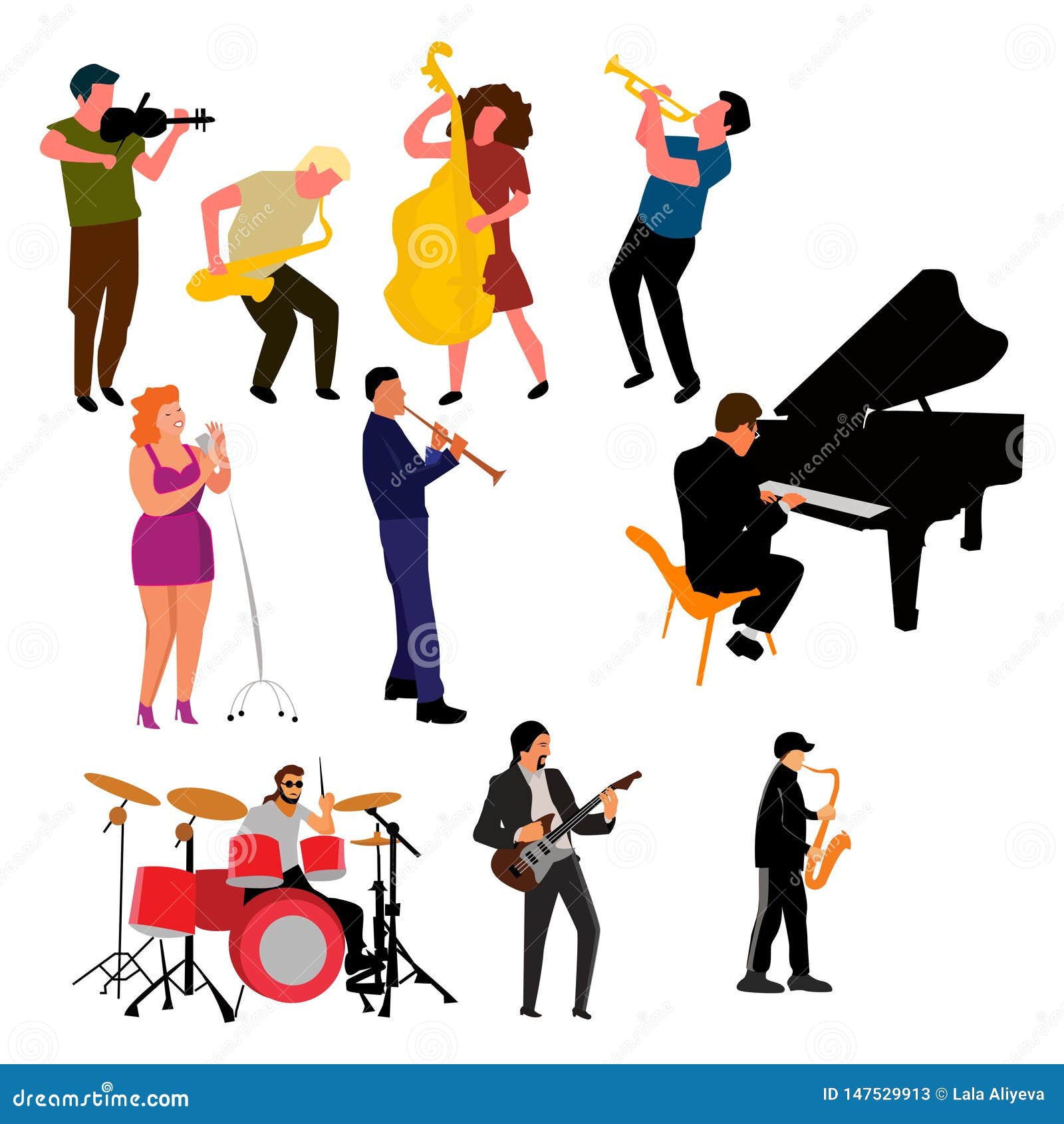 Set of Musician Characters. Vector Illustration. Stock Vector ...