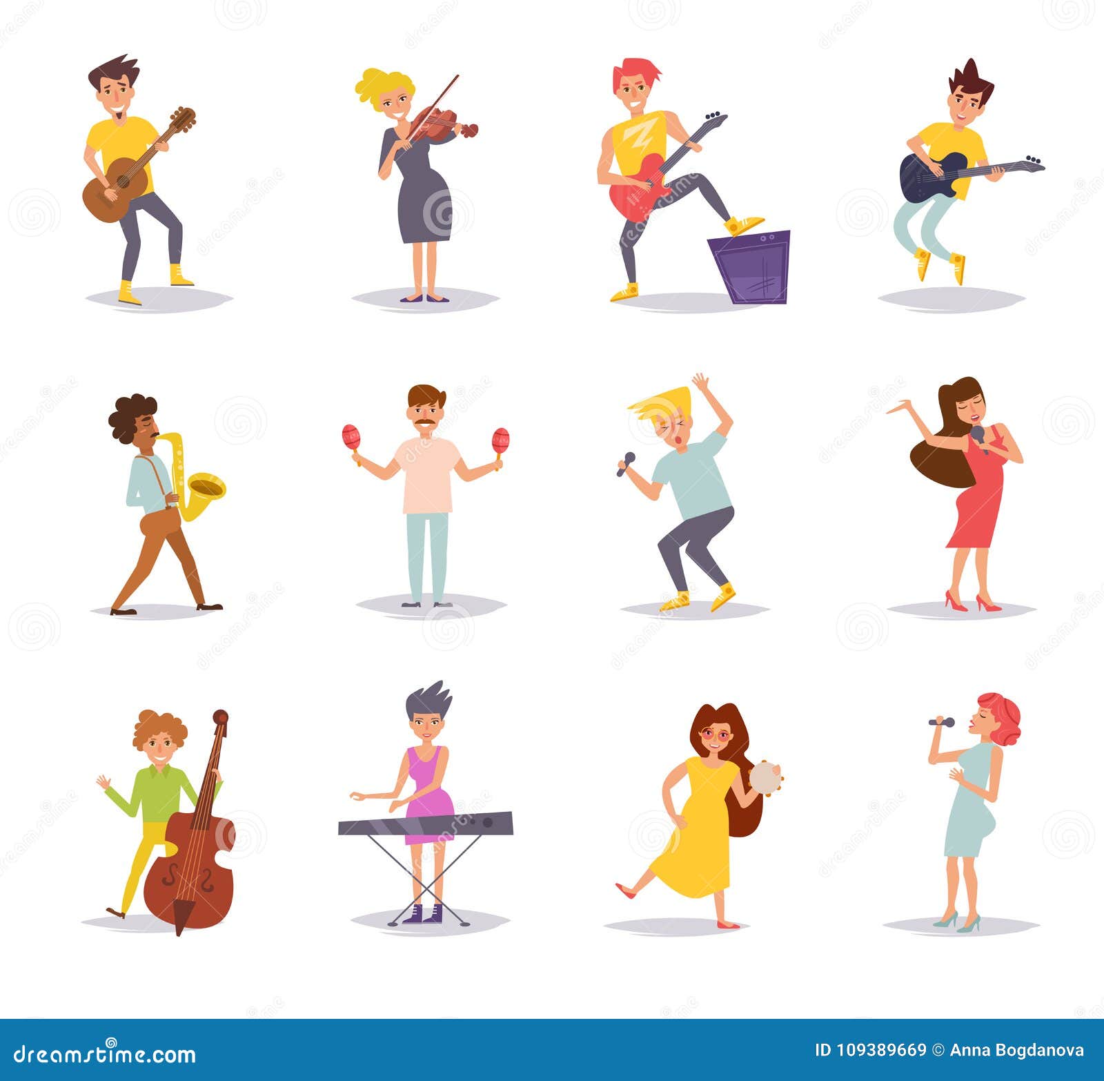 Set with musicians. Vector stock vector. Illustration of jazz - 109389669