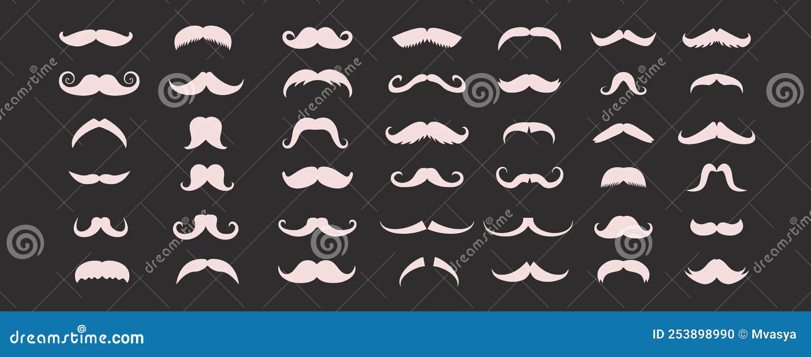 Mustache Collection. Black Silhouette Of The Mustache Set Isolated On ...
