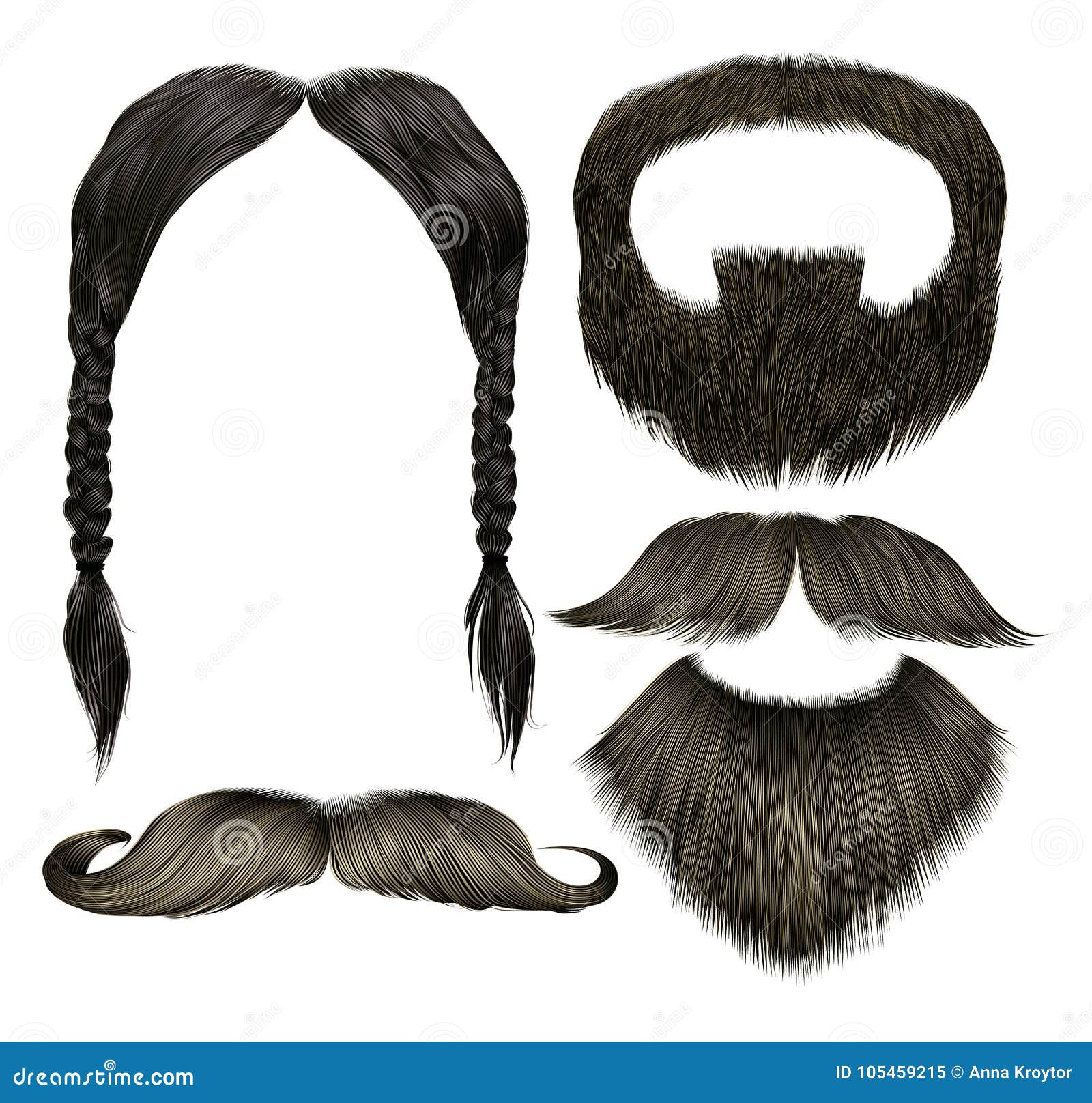 Set Mustache Different Colors.beard Stock Illustration - Illustration ...