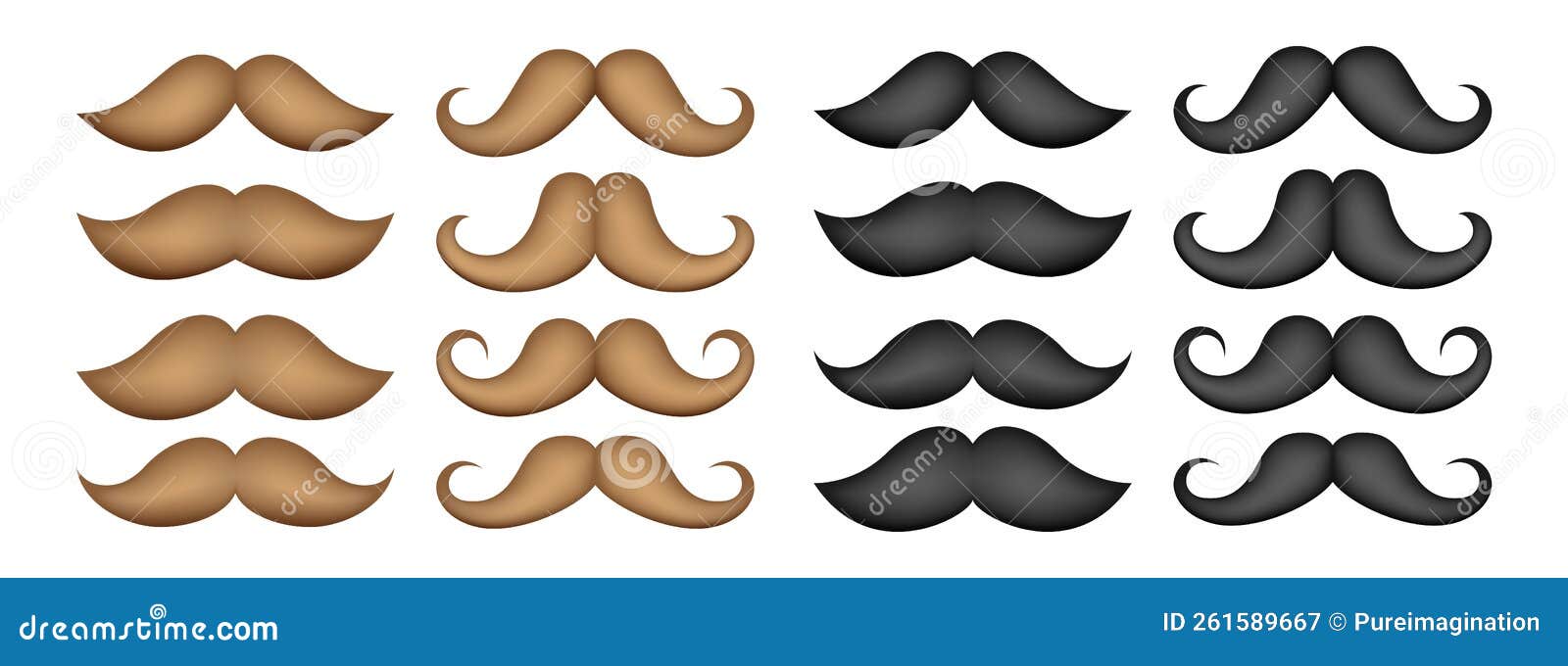 Set of Mustache in Flat Style Isolated Stock Vector - Illustration of ...