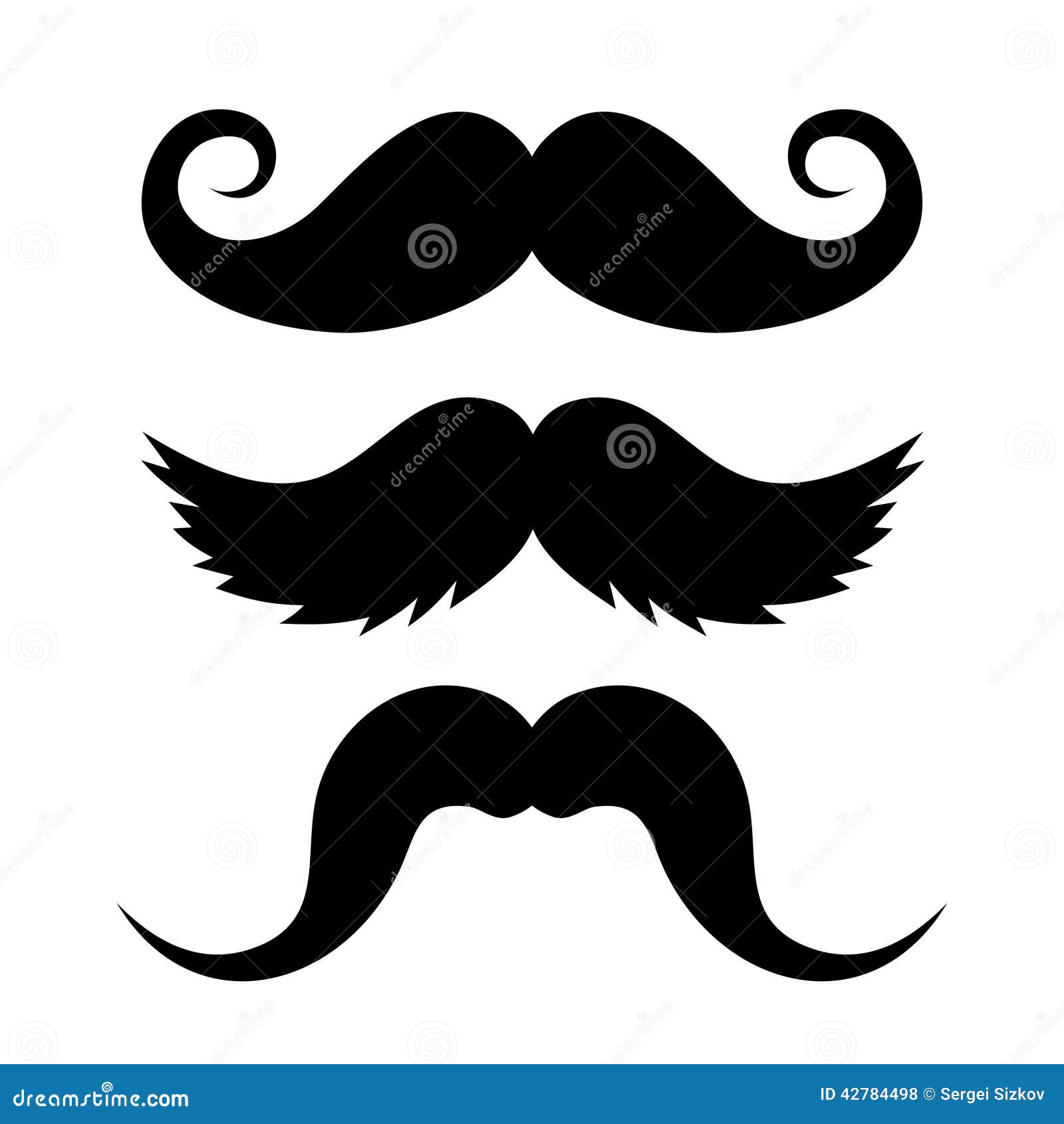 Set of Mustache on White Background. Vector Stock Vector - Illustration ...