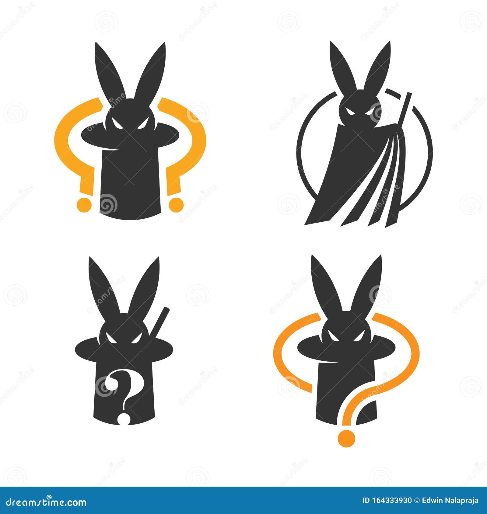 Set of Mysterious Magic Rabbit Logo or Icon Stock Vector - Illustration ...