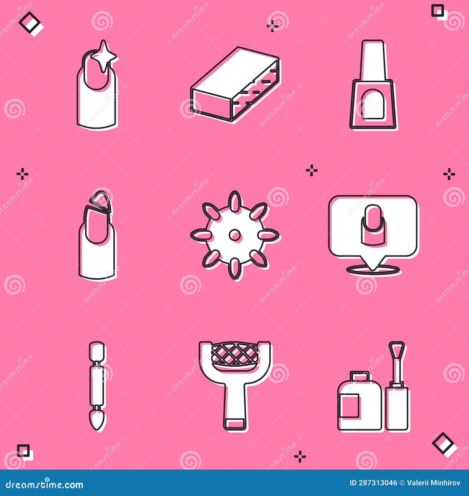 Set Nail Manicure, File, Bottle of Nail Polish, Broken, False Nails ...