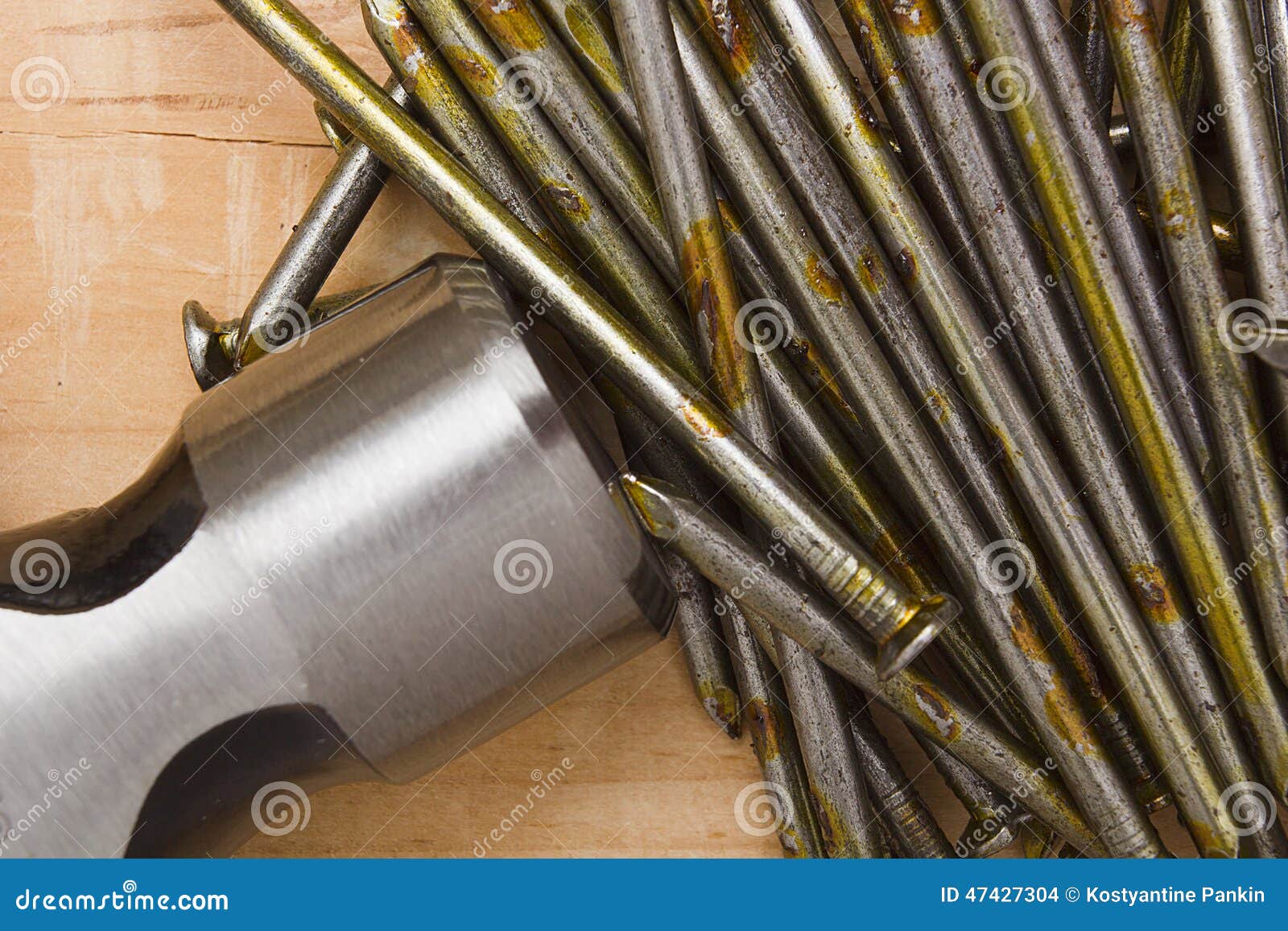 Set nails and hammer head stock photo. Image of head - 47427304
