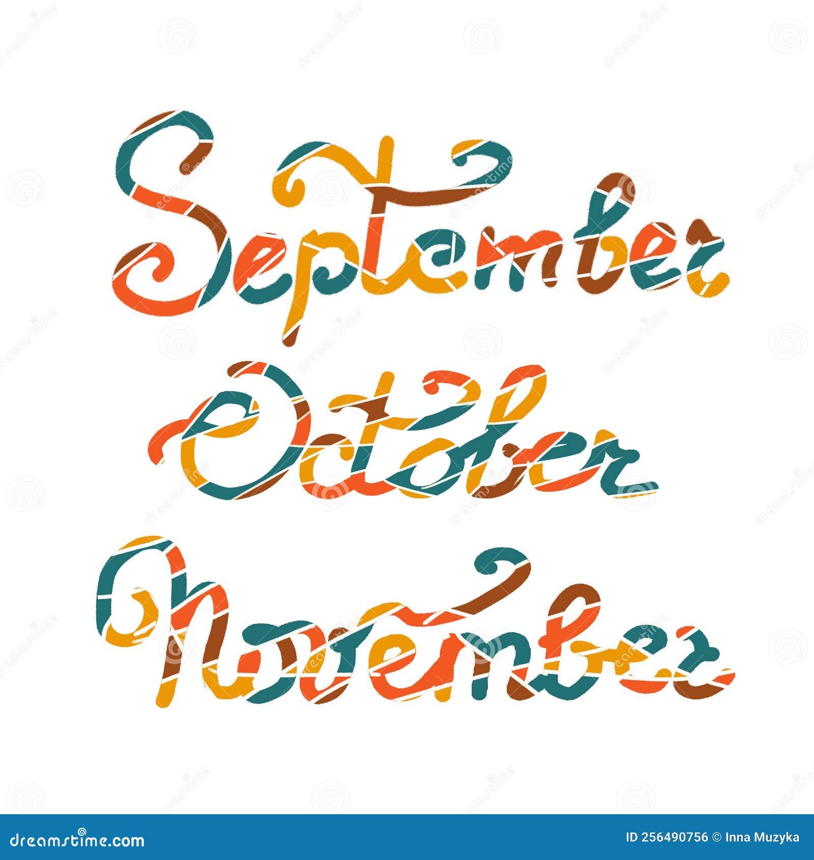 Autumn Months Calendar Flashcards Set. Stock Image | CartoonDealer.com ...
