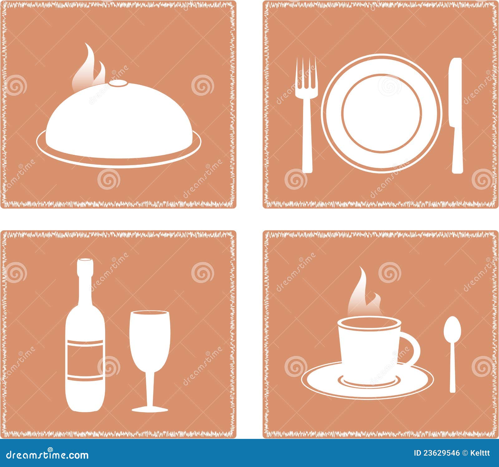 Set Napkin with Restaurant Objects Stock Vector - Illustration of ...
