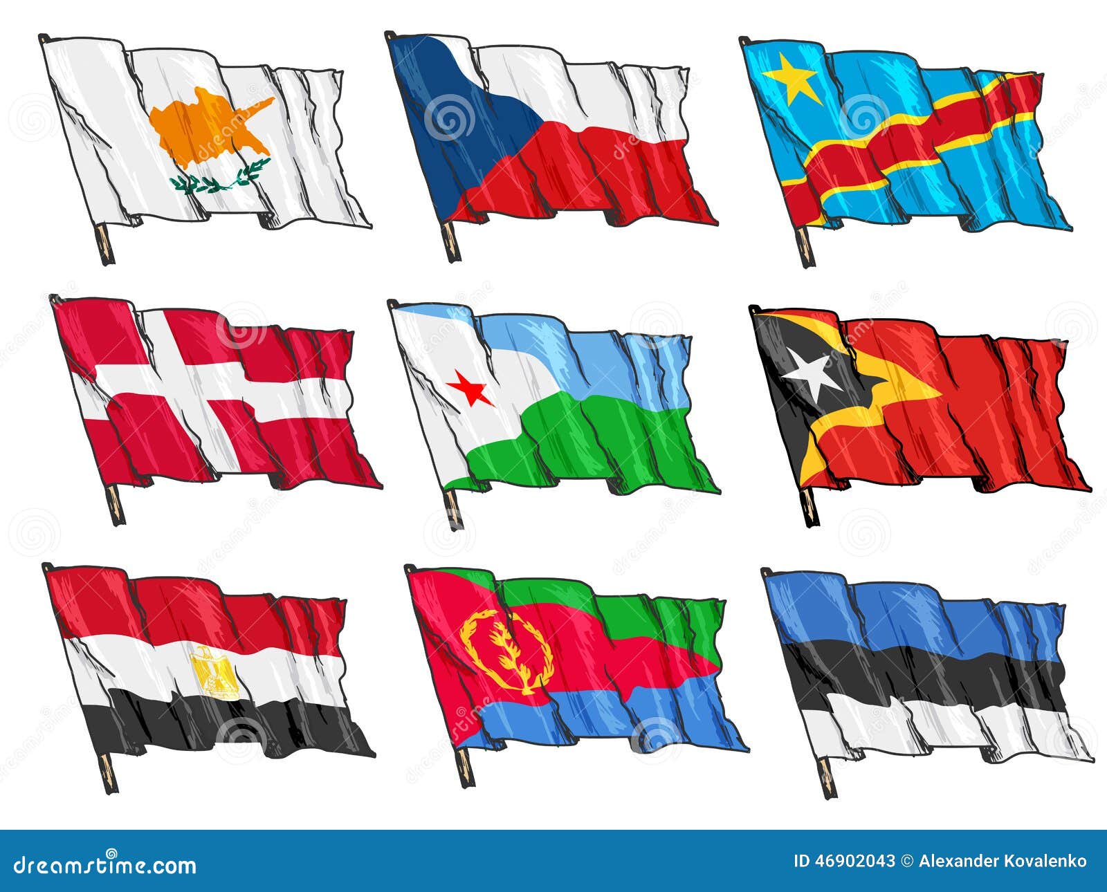 Set Of National Flags Cartoon Vector | CartoonDealer.com #46902043