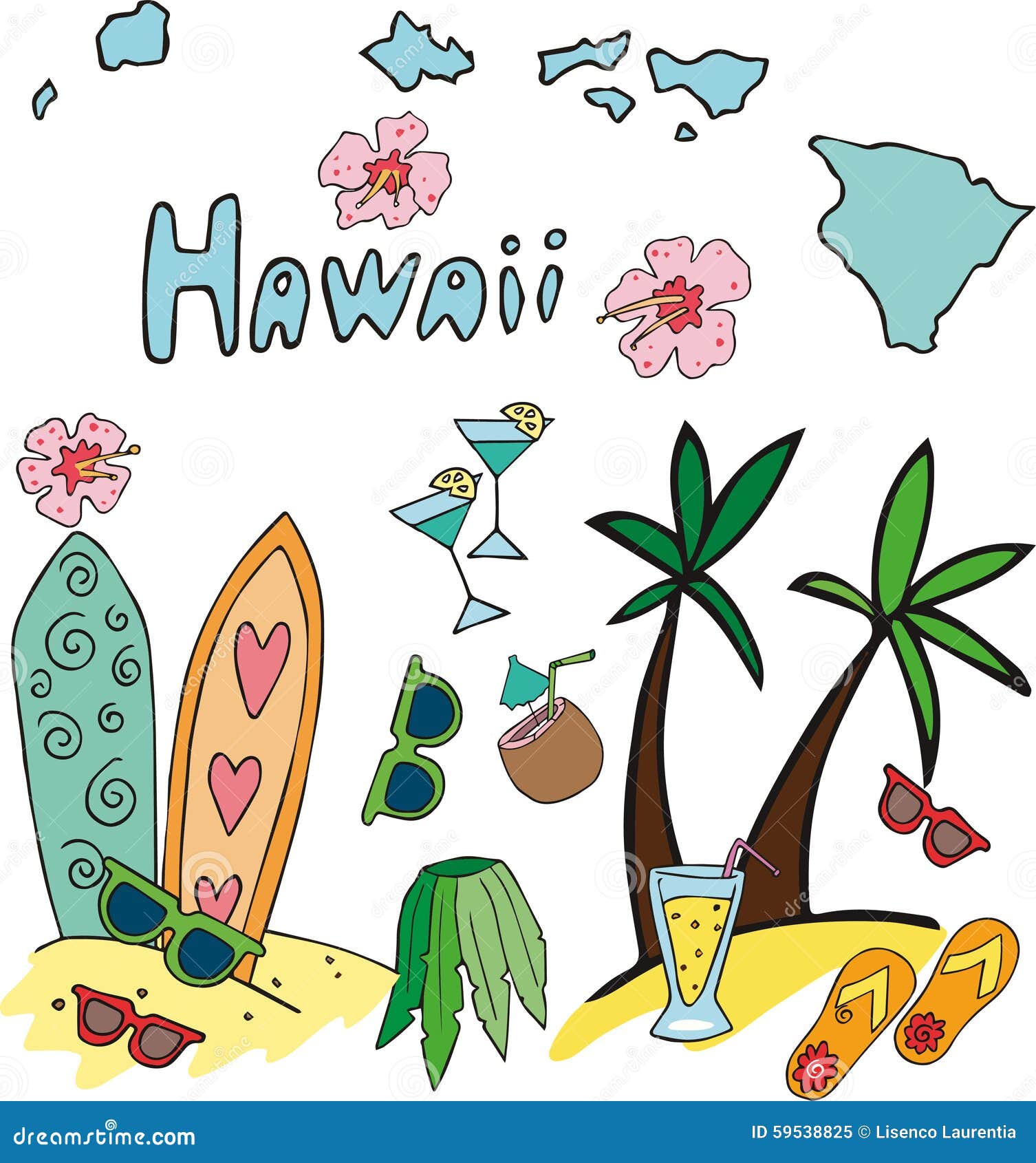The Set of National Profile of the Hawaii Stock Vector - Illustration ...