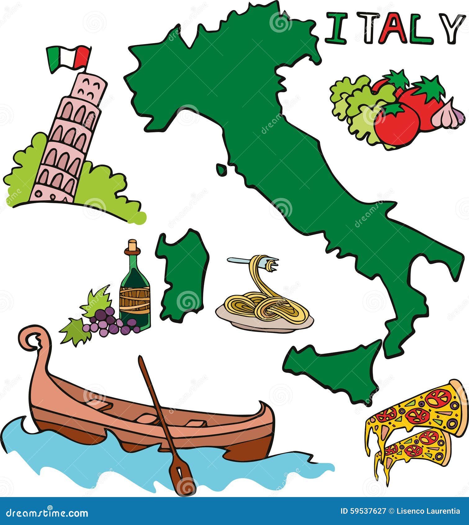 The Set of National Profile of the Italy Stock Illustration ...