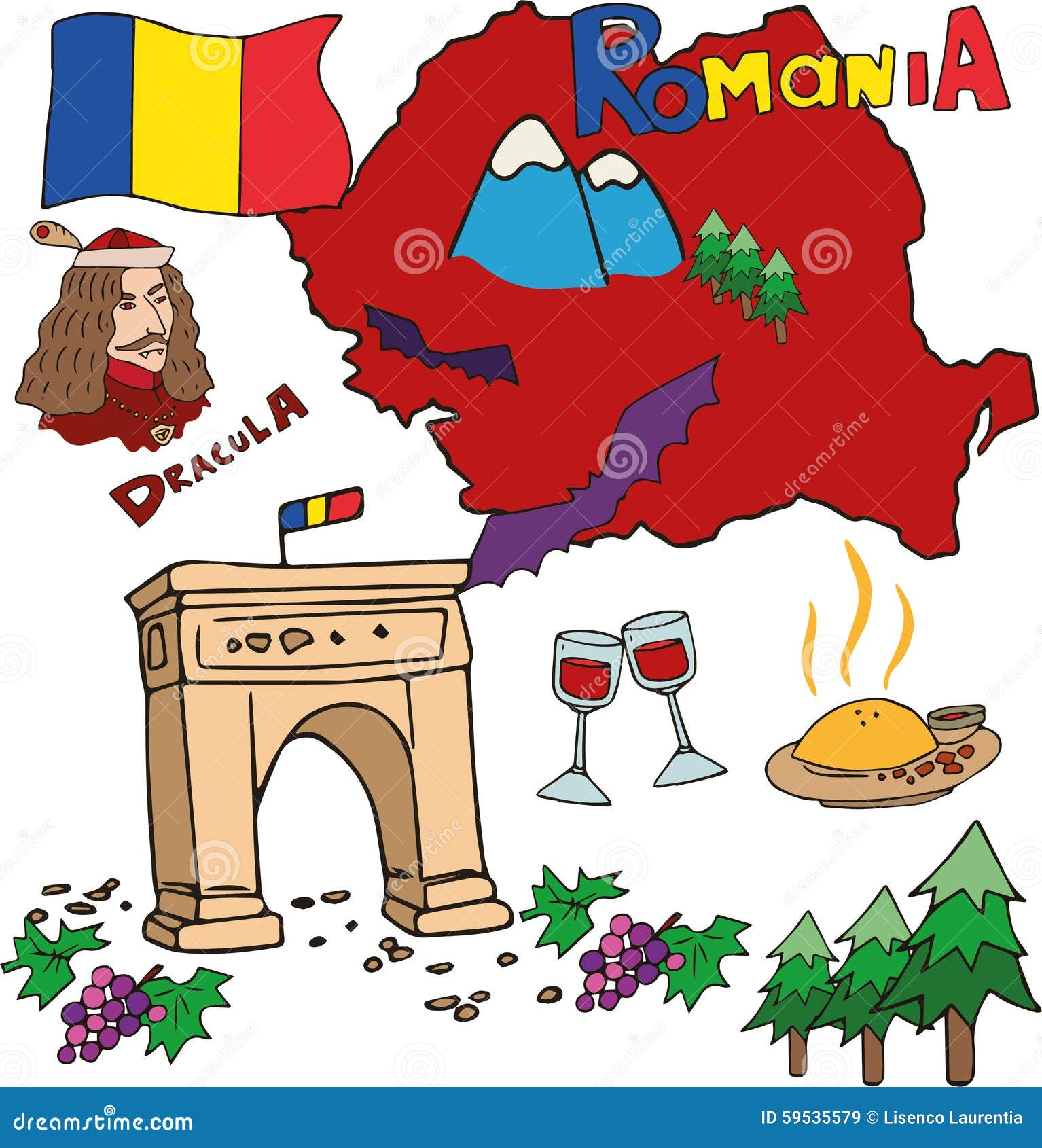 Set National Profile Romania Stock Illustrations – 4 Set National ...