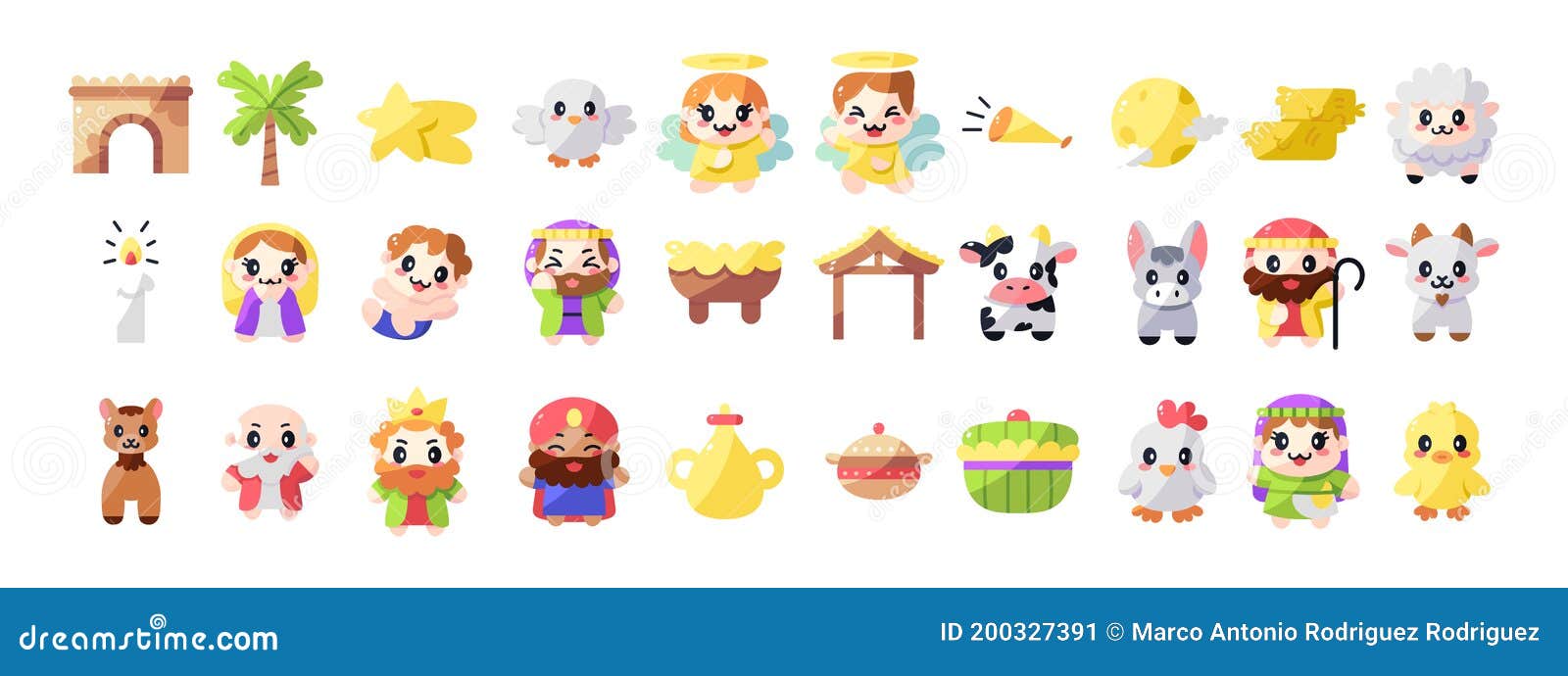 Nativity Icon Set. Colorful Vector Illustration In Cartoon Style ...