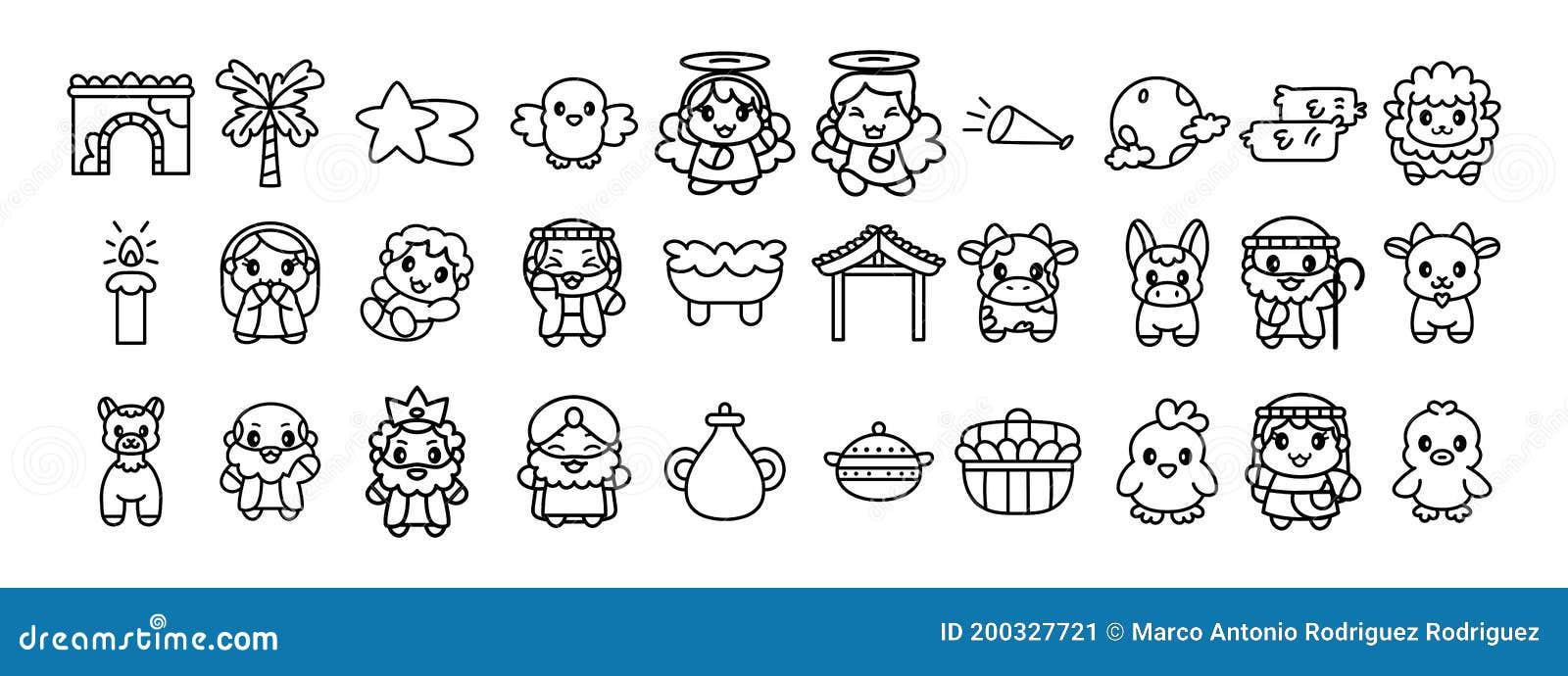 Nativity Icon Set. Colorful Vector Illustration In Cartoon Style ...