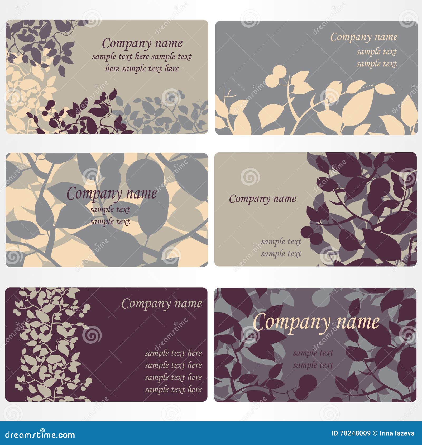 Set of Natural Business Cards Designs Stock Vector - Illustration of ...