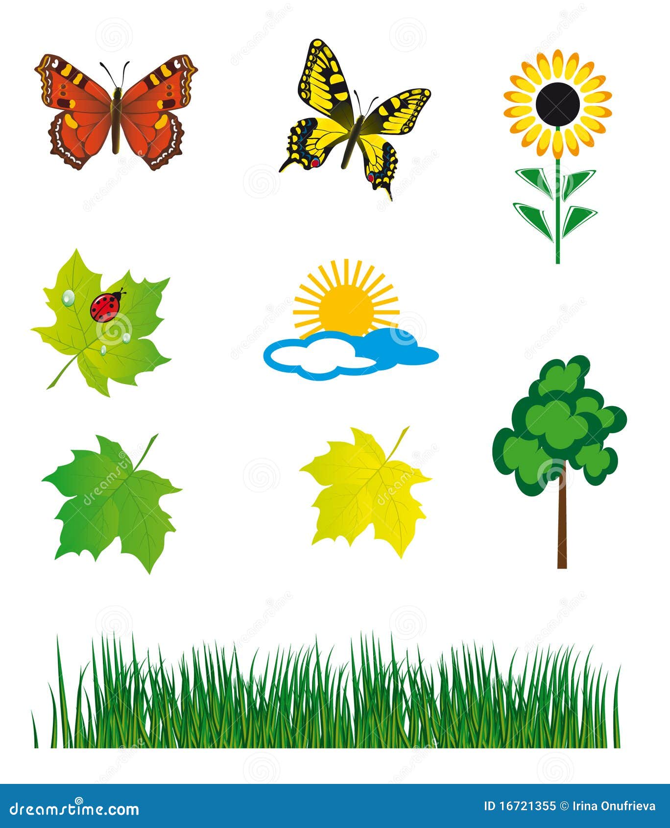 Set of natural elements stock vector. Illustration of flora - 16721355