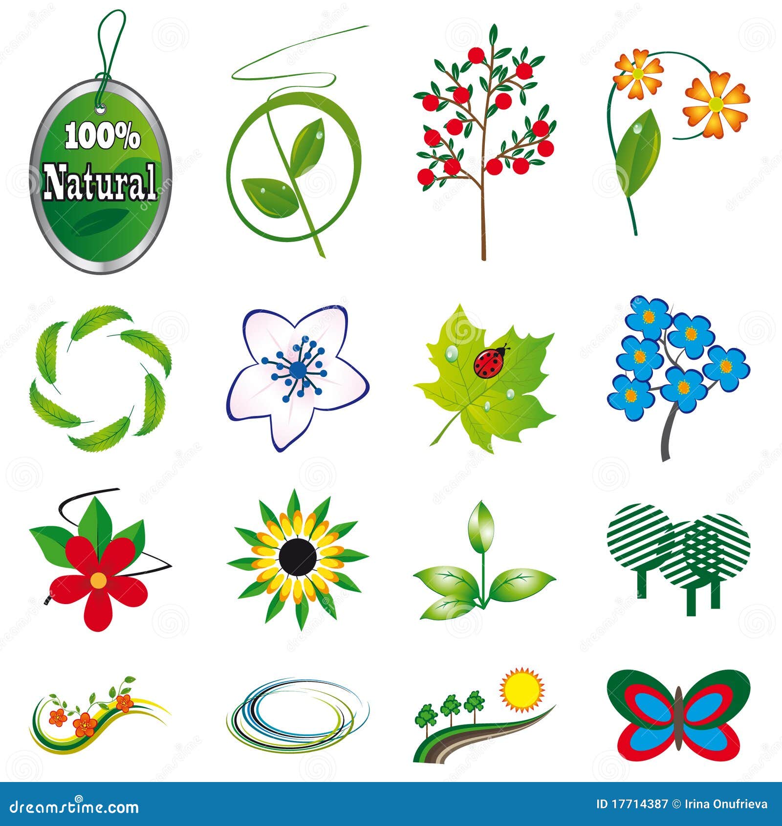 A set of natural elements stock vector. Illustration of decoration ...