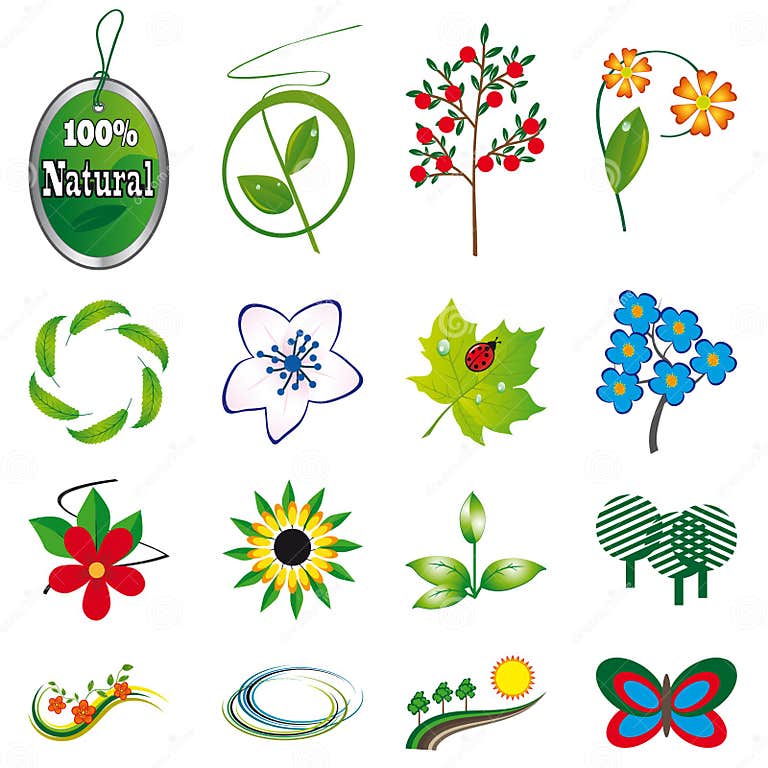 A set of natural elements stock vector. Illustration of decoration ...
