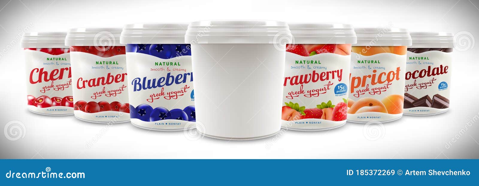 Set of Natural Greek Yogurt Packaging Container Jar Design, Including ...