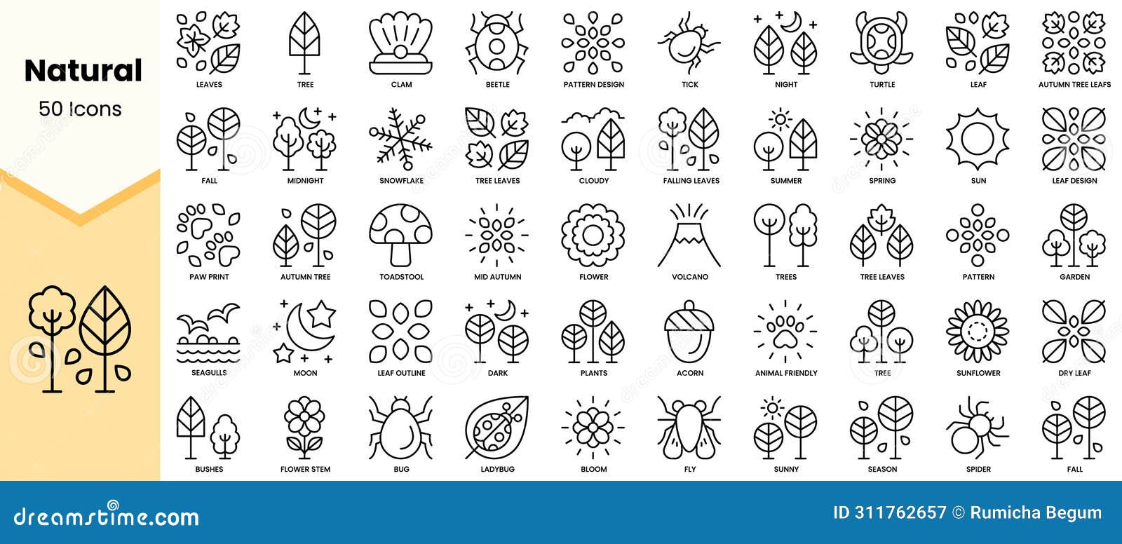 Set of Natural Icons. Simple Line Art Style Icons Pack Stock Vector ...