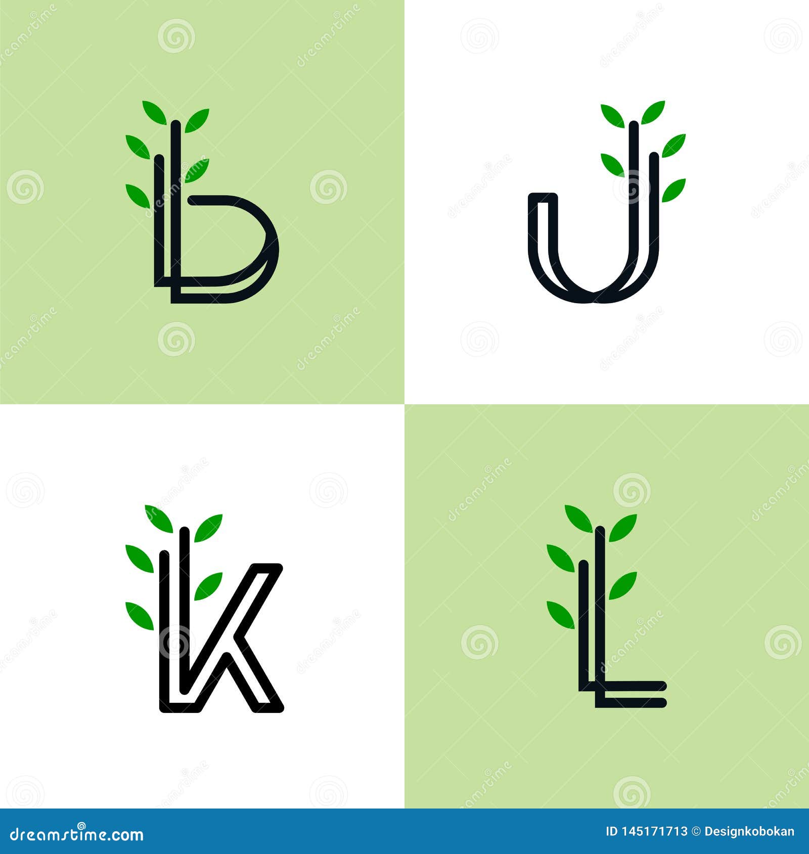 Set of Natural Logo Letters Stock Vector - Illustration of decorative ...