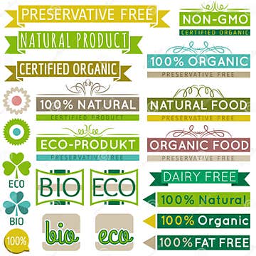 Set of Natural Organic Product Labels and Emblems Stock Vector ...