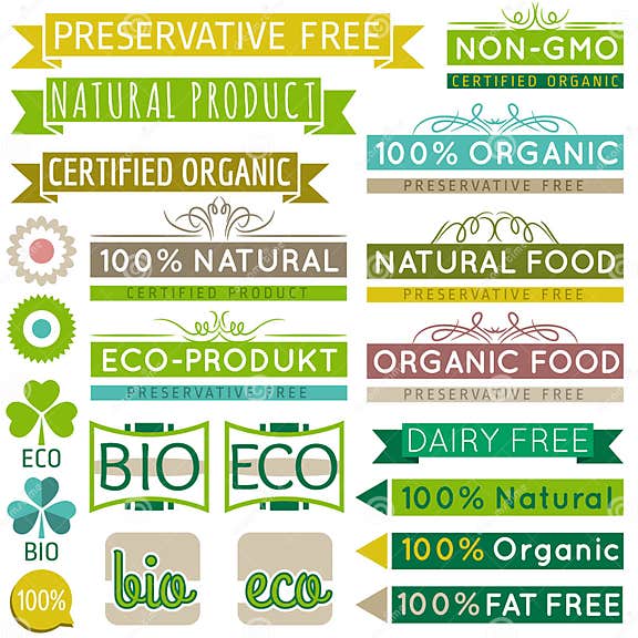 Set of Natural Organic Product Labels and Emblems Stock Vector ...