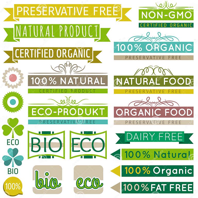 Set of Natural Organic Product Labels and Emblems Stock Vector ...