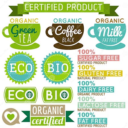 Set of Natural Organic Product Labels and Emblems Stock Vector ...