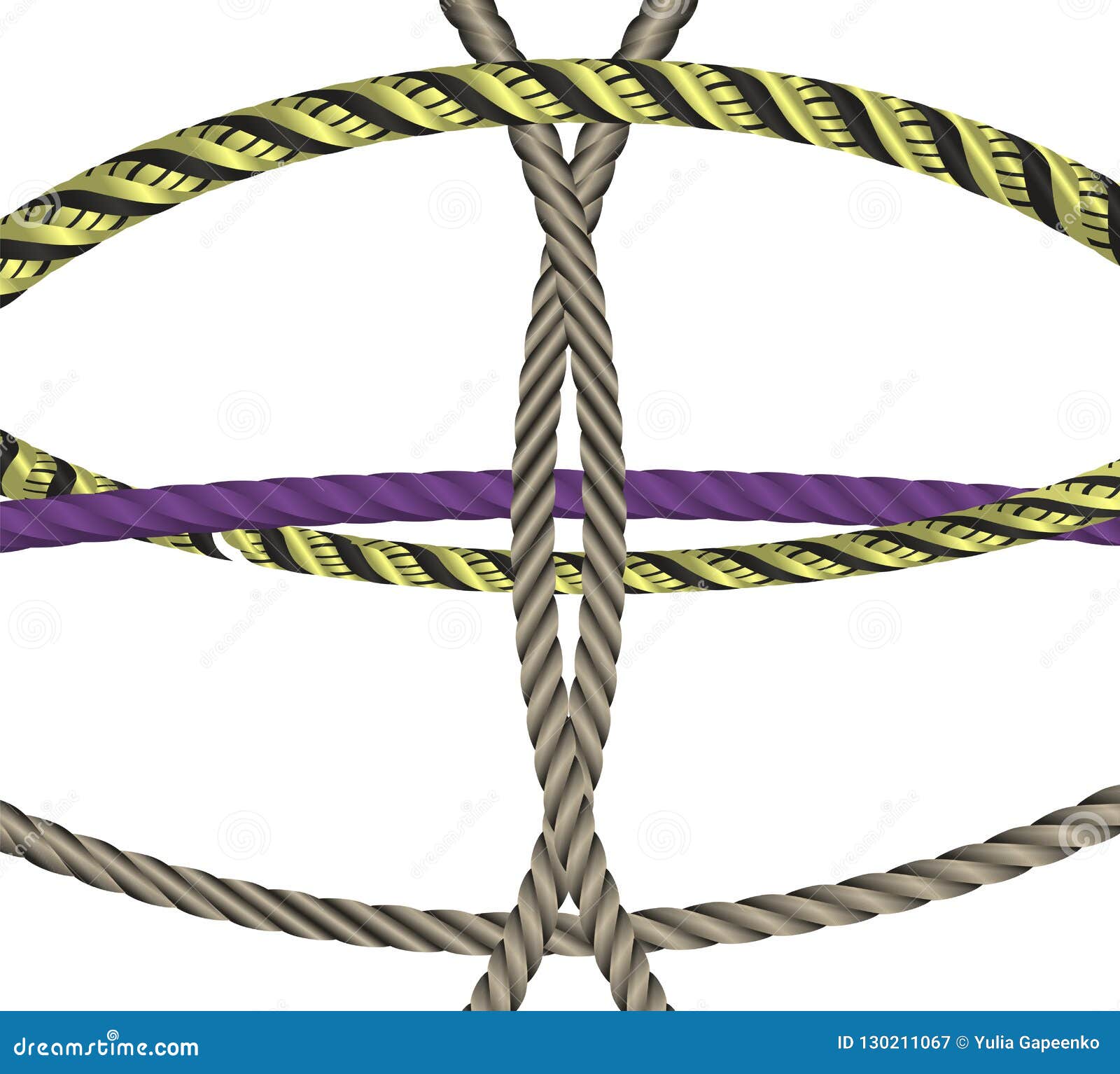 Set of Naturalistic 3D Type Illustration of Twisted Rope. Vector ...