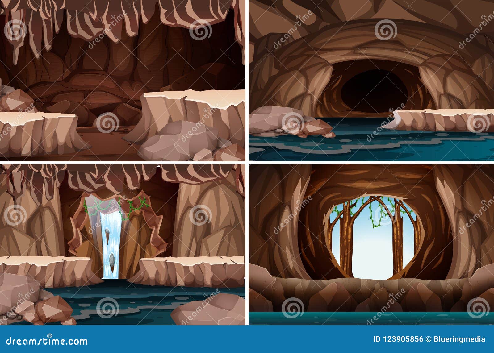 A set of nature cave stock vector. Illustration of clip - 123905856
