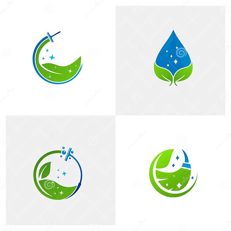 Set of Nature Clean Logo Vector Template, Creative Clean Logo Design ...