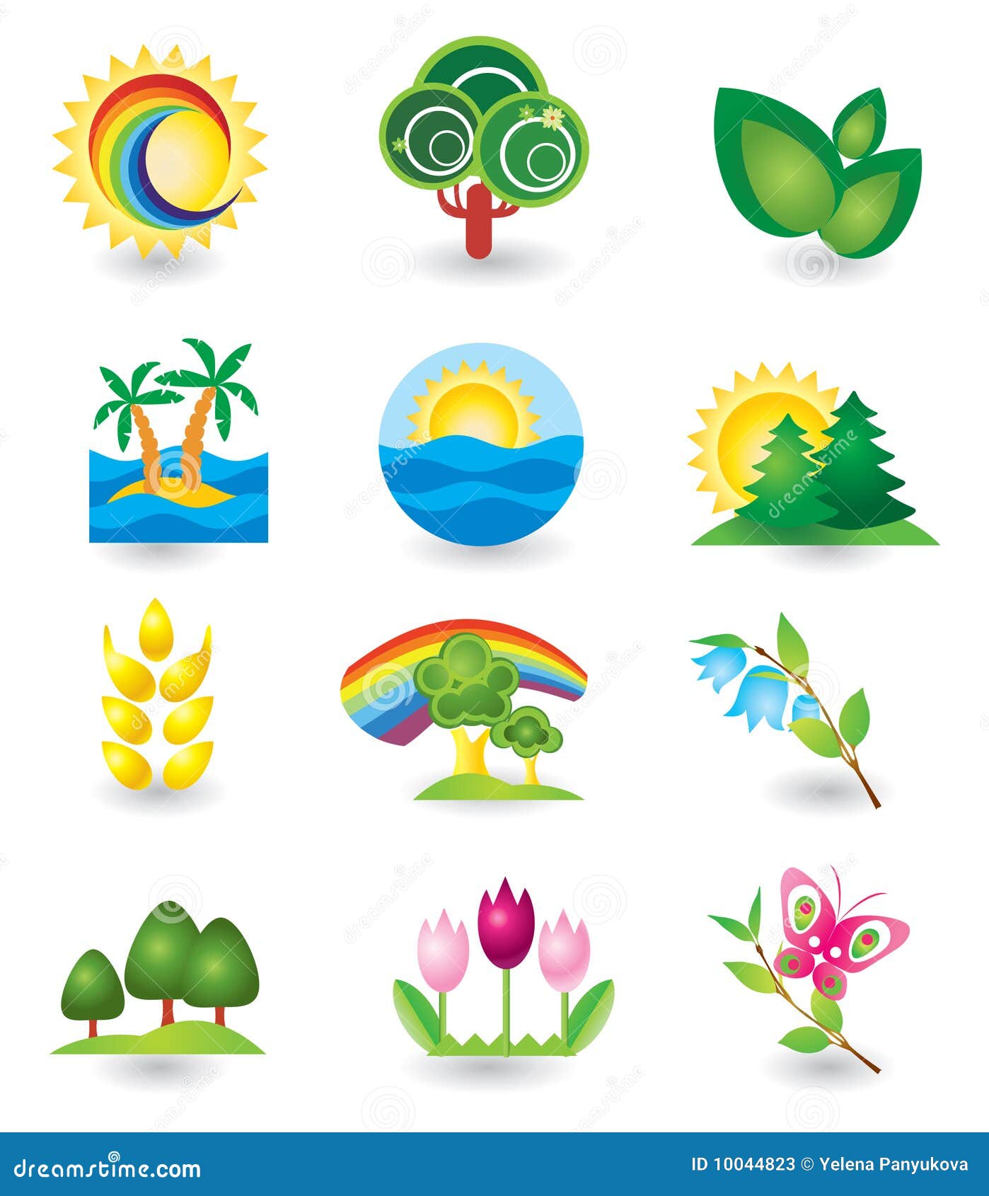 Set of Nature Design Elements Stock Vector - Illustration of icon, idea ...