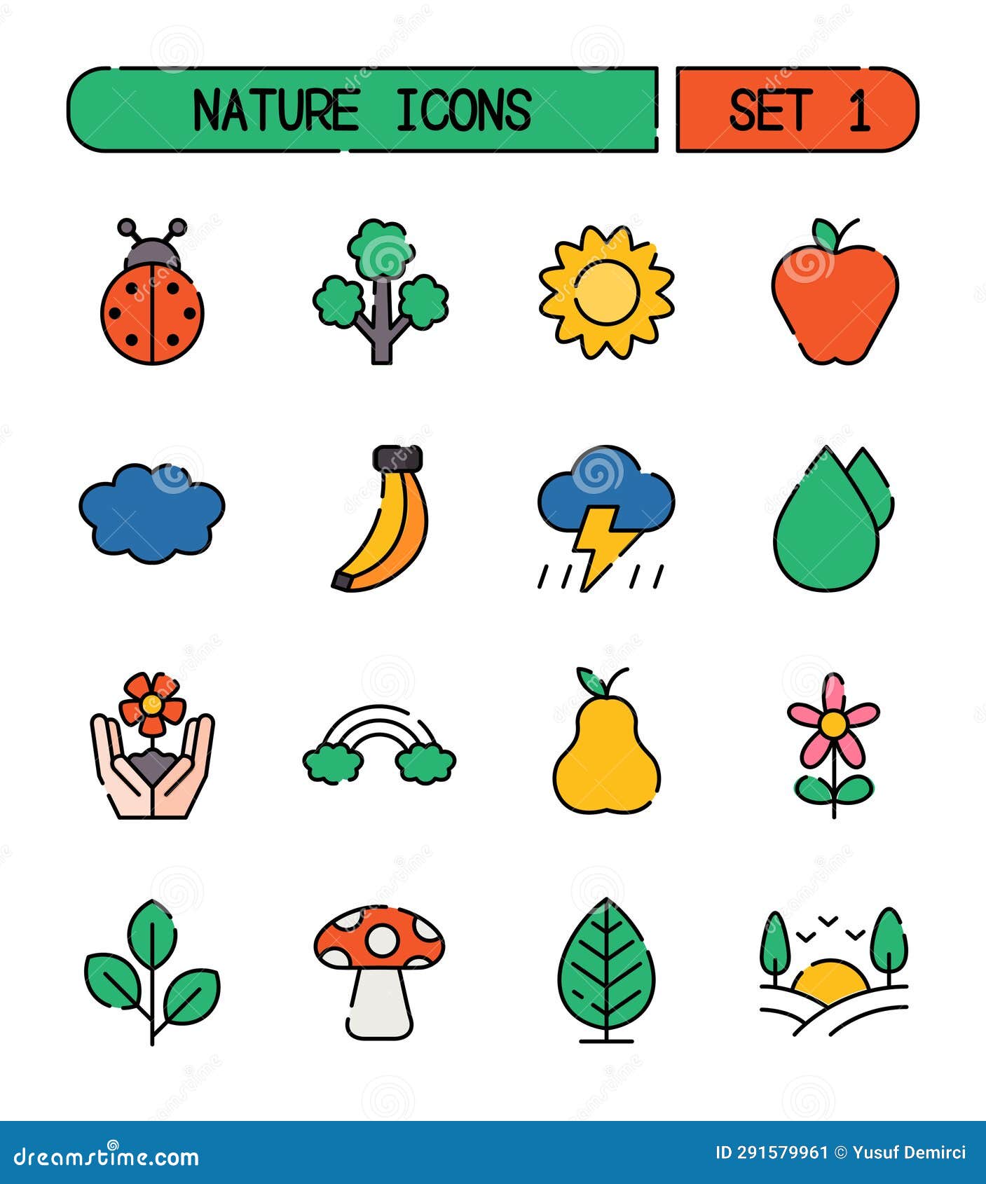 Set of Nature and Environment Icons Stock Illustration - Illustration ...