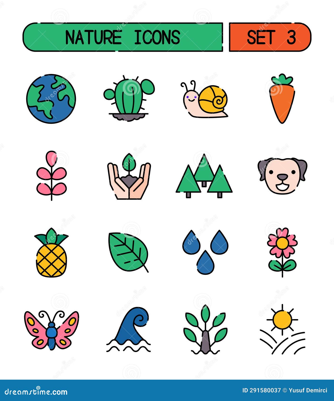 Set of Nature and Environment Icons Stock Illustration - Illustration ...